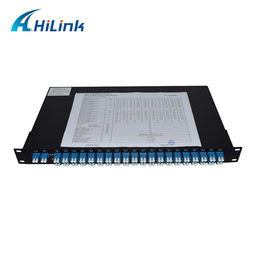 Dual Fiber C21-C60 40CH DWDM Mux Demux With Monitor Port LC/UPC 19'' 1U Rack Mount