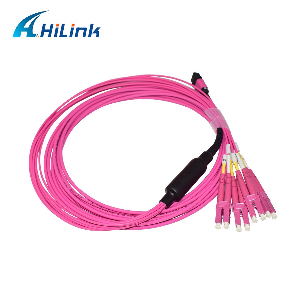 MPO Female to 4 LC UPC Duplex 8 Fibers Type B LSZH OM4 50/125 Multimode Breakout Cable 5M